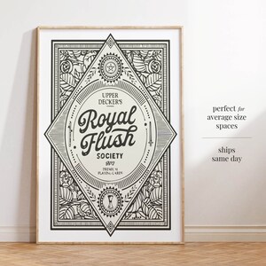Funny Bathroom Art Poster Print Royal Flush Vintage Style Playing Card ...