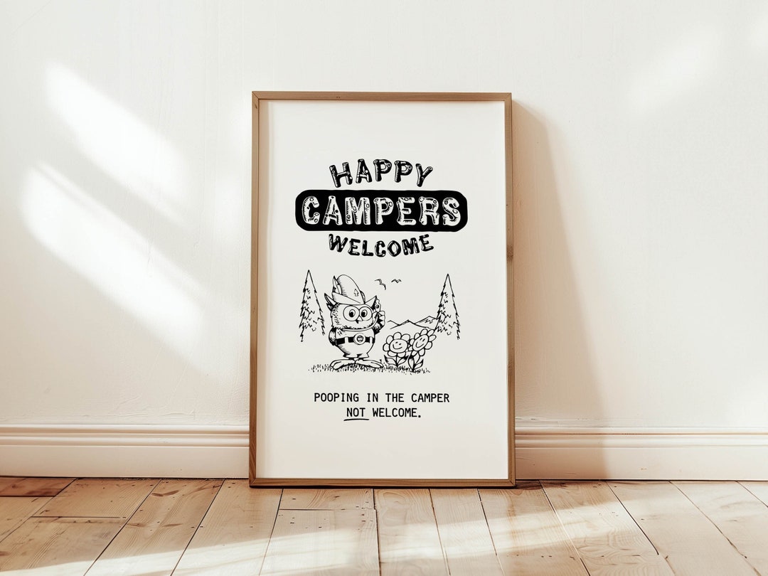 Camping Bathroom Print Funny Camper Art Retro Camping Wall Art Travel ...