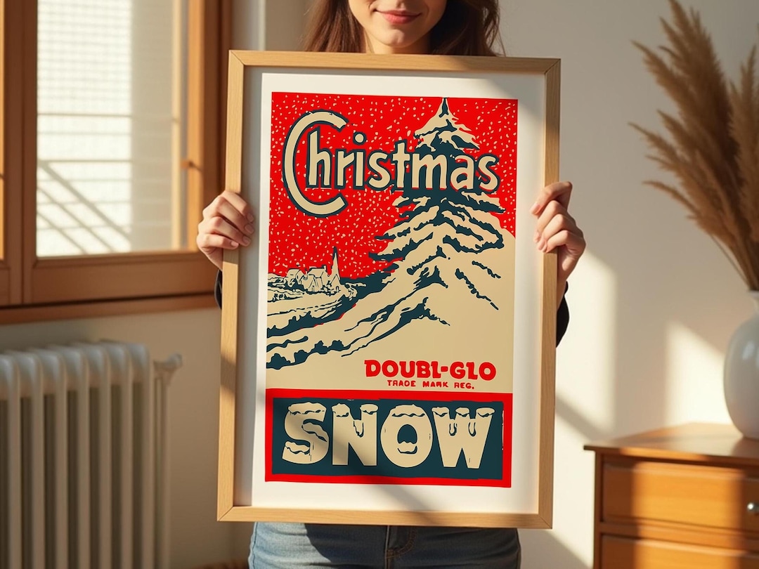 Retro Christmas Snow Print Holiday Art Christmas Art Poster Kitchen ...