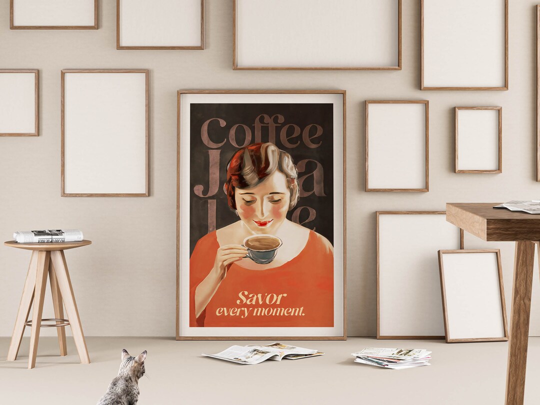 Vintage Coffee Wall Art Coffee Bar Decor Retro Coffee Print Bar Cart ...