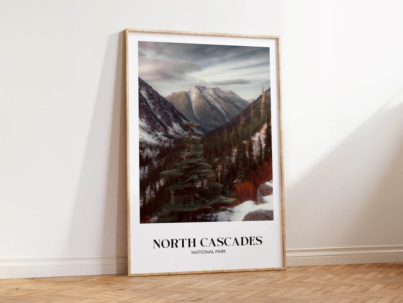 North Cascades National Park Poster Rustic National Park Print Country ...