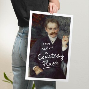 Funny Bathroom Art Print: Courtesy Flush, Toilet Humor Decor - Etsy
