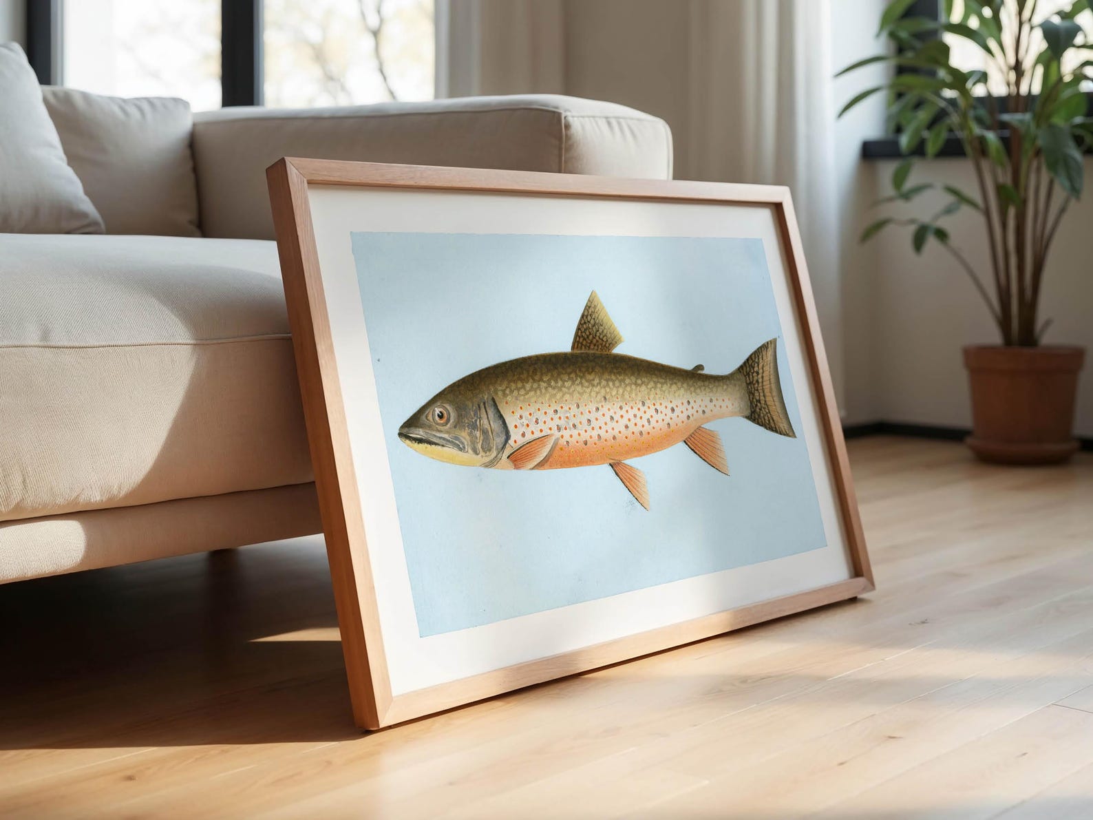 Retro Trout Print Outdoors Art Trout Fishing Poster Outdoorsy Wall ...