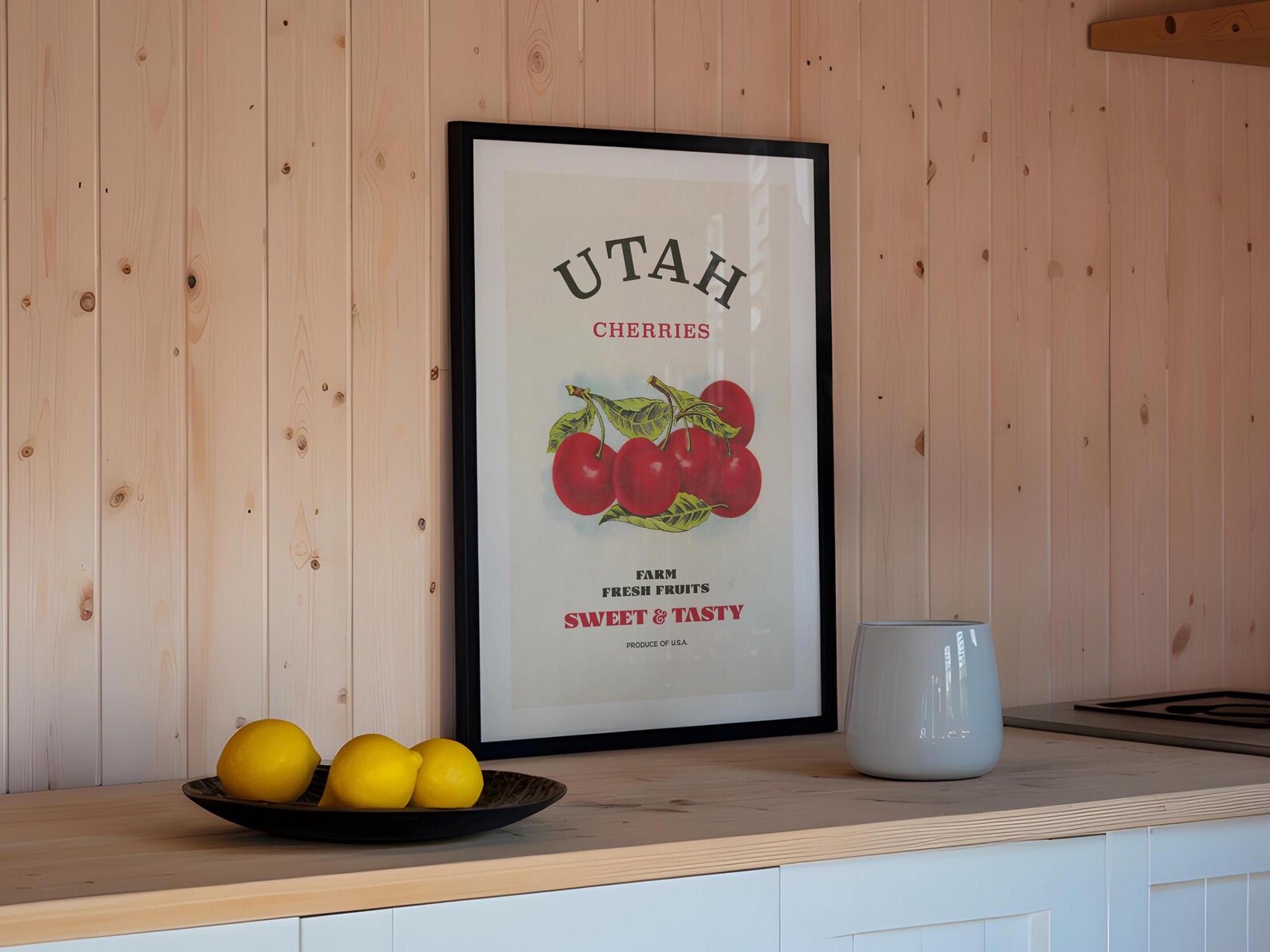 Utah Cherries Print Retro Kitchen Art Decor Farmhouse Cherries Kitchen ...