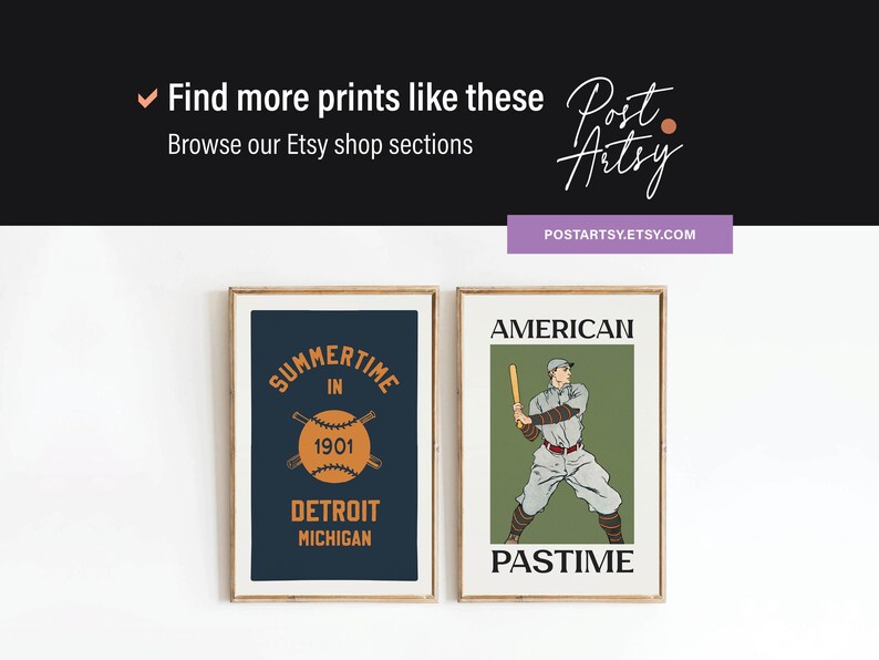 Retro Baseball Art Throwback Baseball Print Big Game Baseball Poster ...