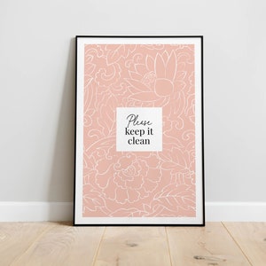 Keep Clean Bathroom Art Print Bathroom Wall Decor Multi Colors Retro ...