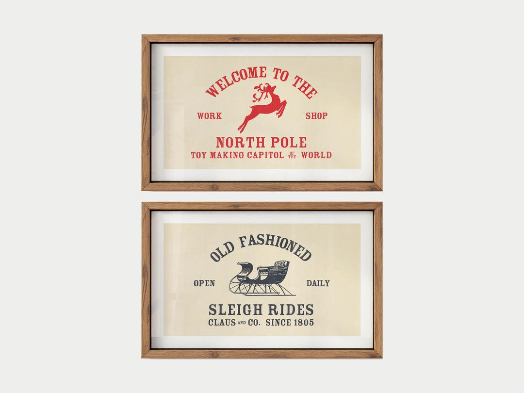 Retro North Pole Christmas Print Set: Festive Holiday Kitchen Art - Etsy