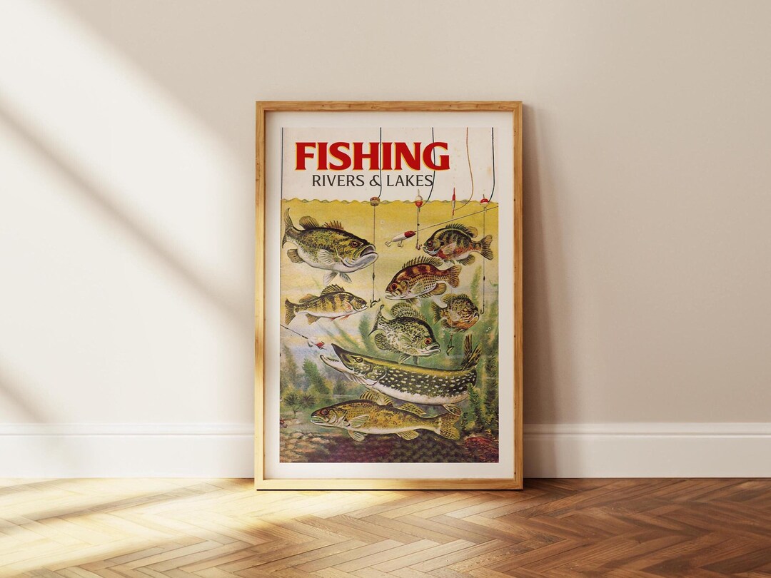 Old Time Fishing Art Retro Fishing Print Gift for Fisherman Vintage ...