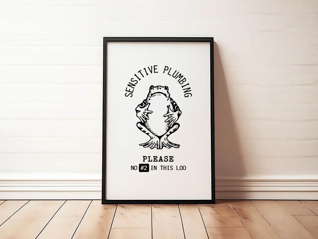 No Pooping Print Funny Bathroom Art Retro Bathroom Wall Decor Frog ...