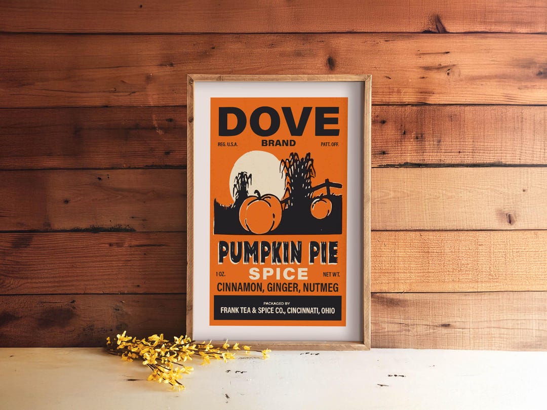 Pumpkin Spice Print Retro Spice Label Kitchen Art Halloween Poster ...