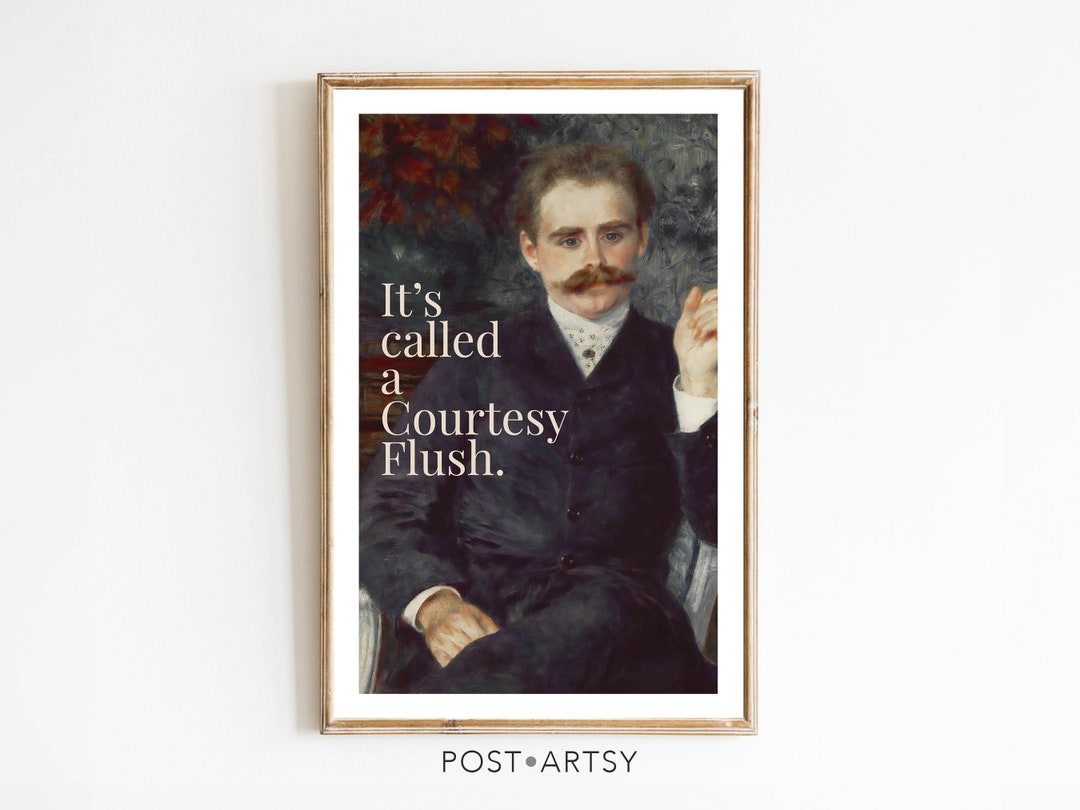 Courtesy Flush Bathroom Painting Funny Bathroom Wall Art - Etsy