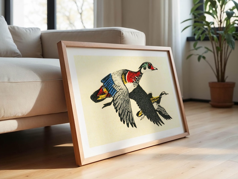 Retro Waterfowl Print Hunting Gift for Dad Bird Art Poster Home Office ...