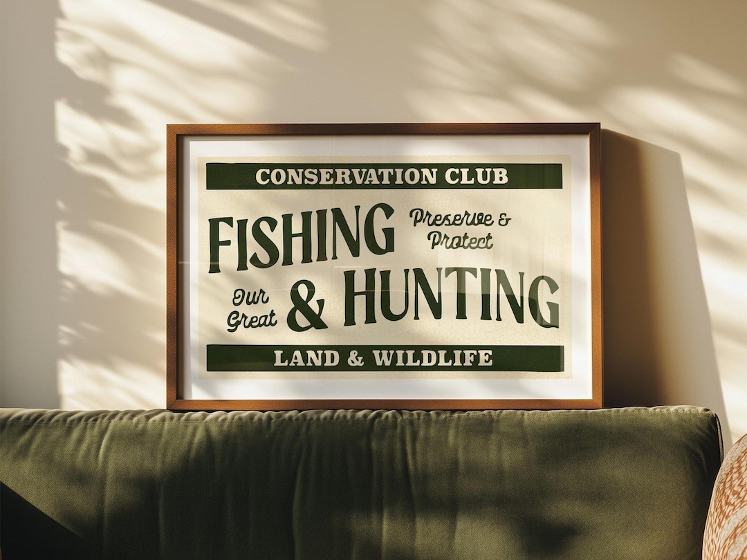 Retro Fishing Hunting Art Print Wildlife Poster Outdoorsy Gift for Dad ...