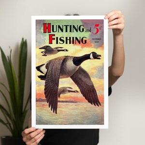 Vintage Hunting Fishing Poster Retro Outdoorsy Decor Travel Poster ...