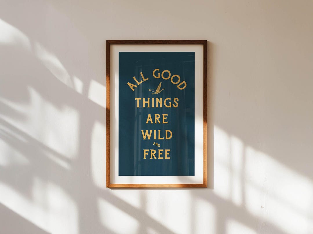 Wild and Free Quote Print: Retro Outdoors Art, Lake House Decor - Etsy