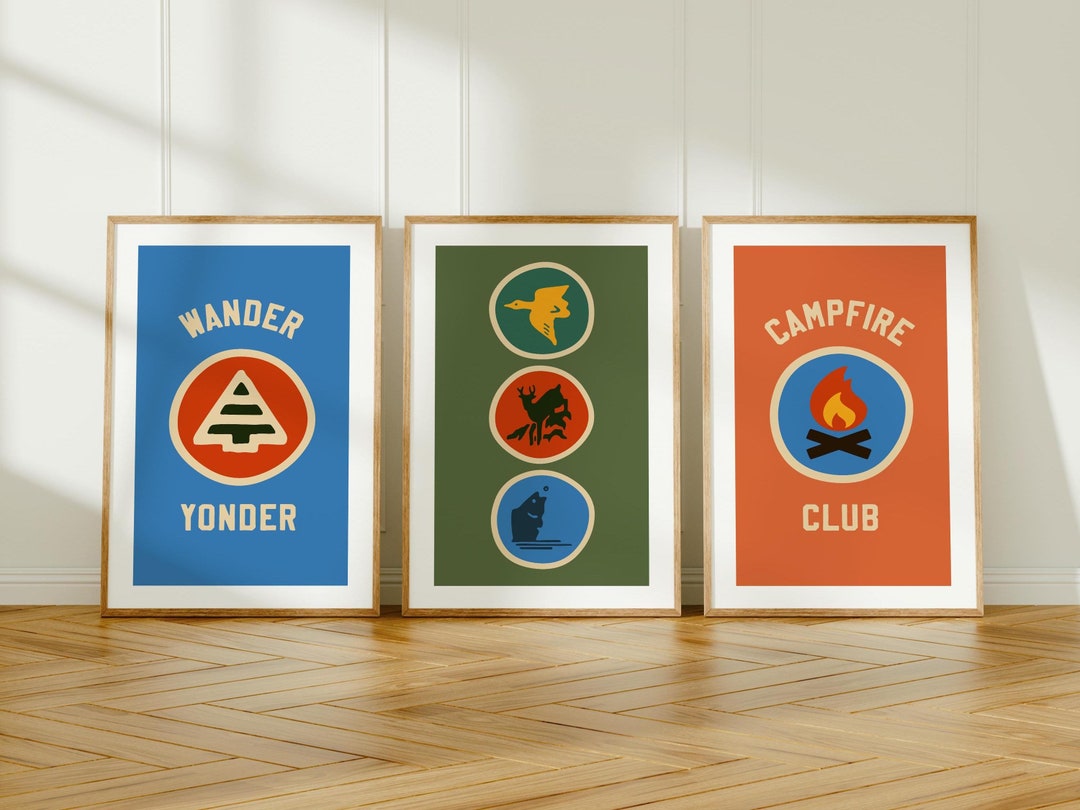 Retro Kids Camp Prints Camping Art Posters Set of 3 Adventure Posters ...