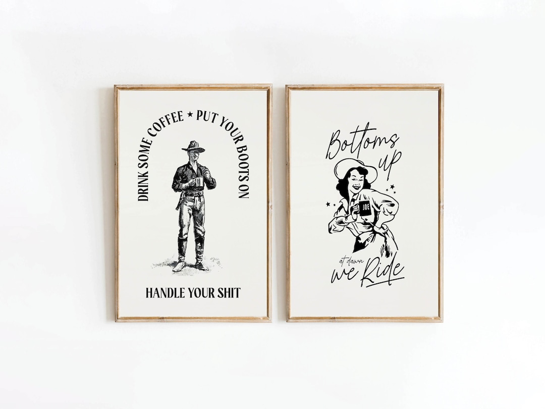 Western Coffee Prints Coffee Wall Art Coffee Bar Decor Cowboy Cowgirl ...