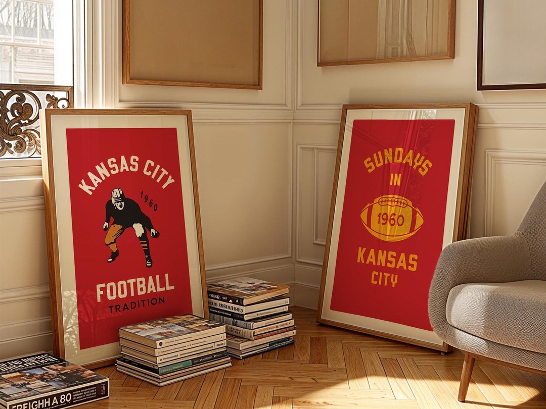 Retro Kansas City Sports Prints Kansas City Football Art Poster Set of ...