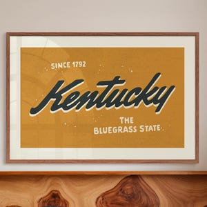 Retro Kentucky Art Print, Bluegrass State Poster - Etsy