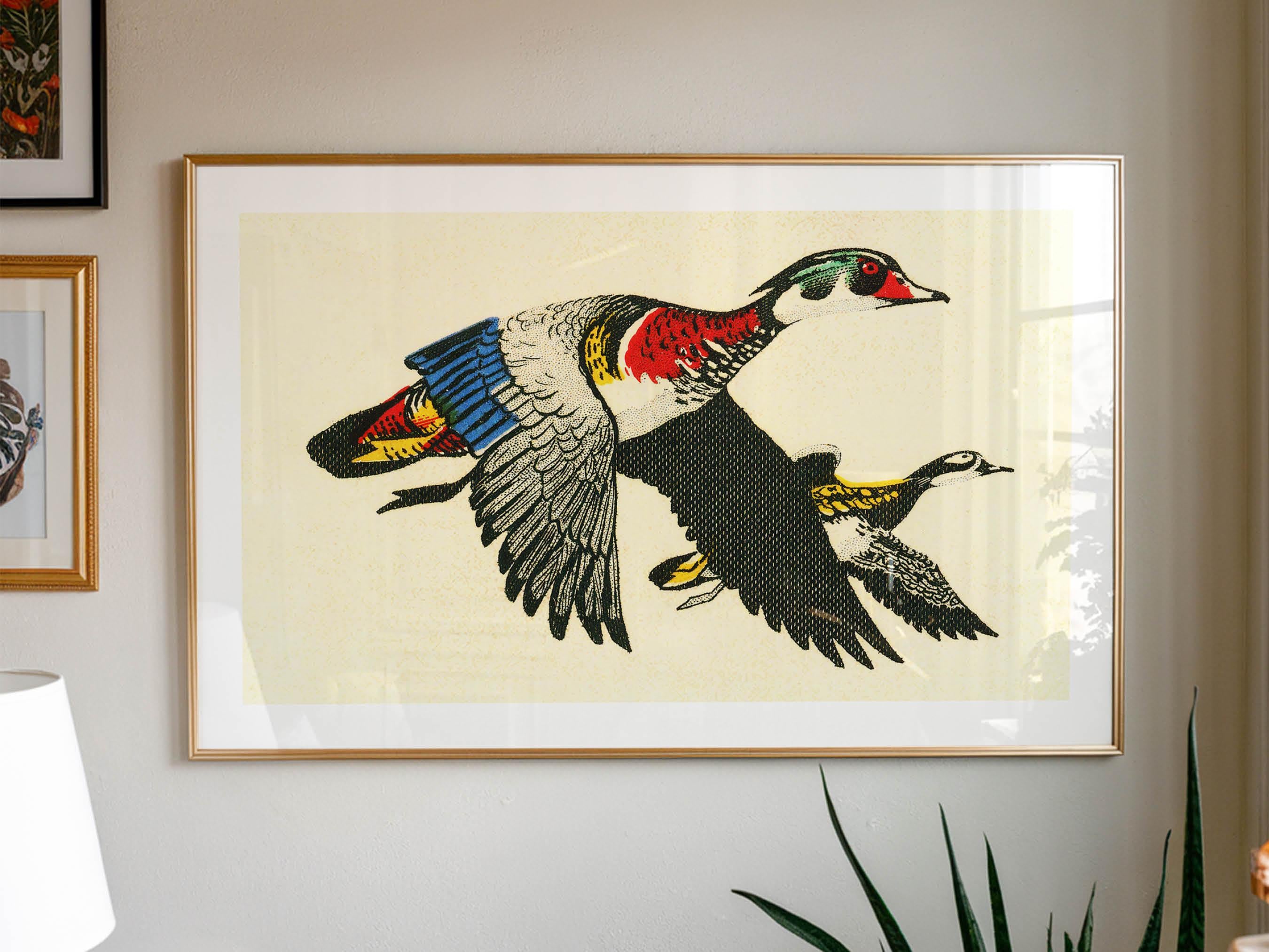 Retro Waterfowl Print Hunting Gift for Dad Bird Art Poster Home Office ...