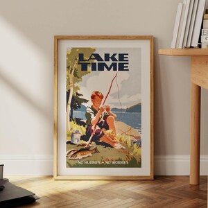 Retro Lake Time Art Print, Fishing Poster (11x17) - Etsy
