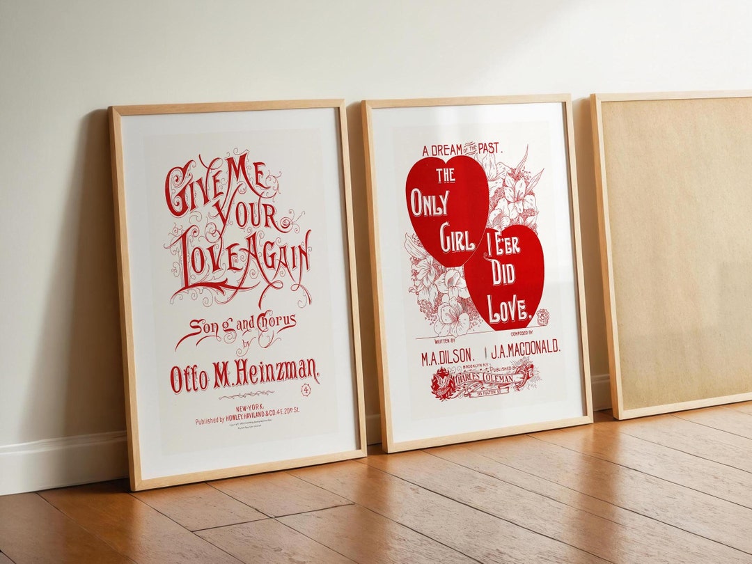 Vintage Valentine Art Prints, Retro Love Posters Set of 2 - Etsy