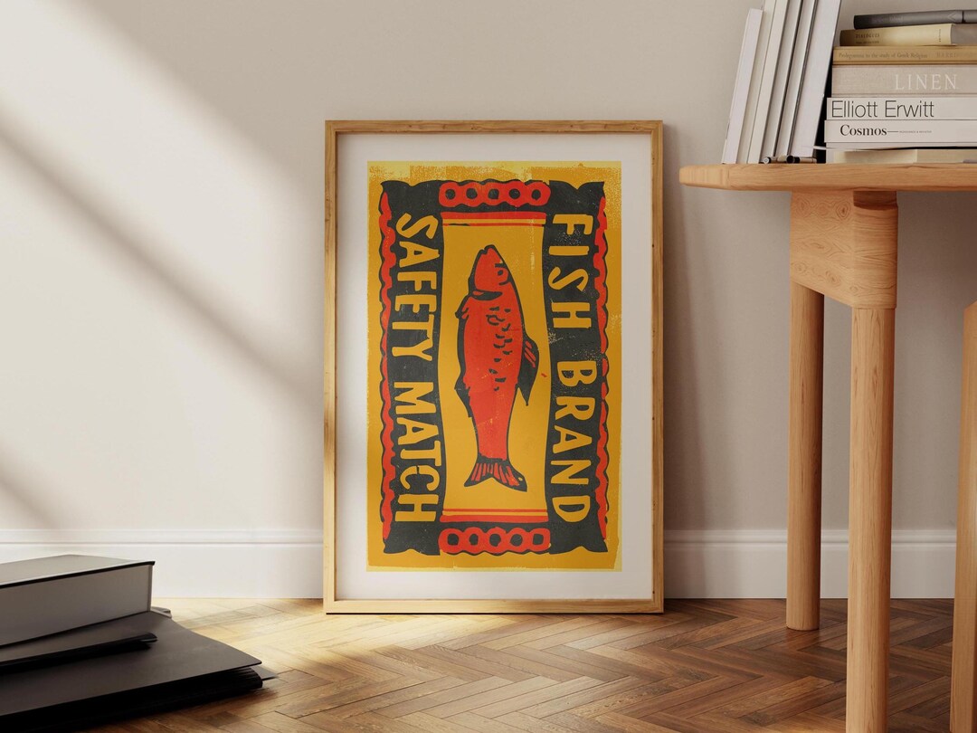 Retro Fishing Print Fish Matches Poster Fish Art Home Office Decor ...