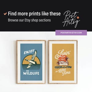 Fun Nature Art Prints Retro Outdoors Art Gift for Lake House Set of 3 ...