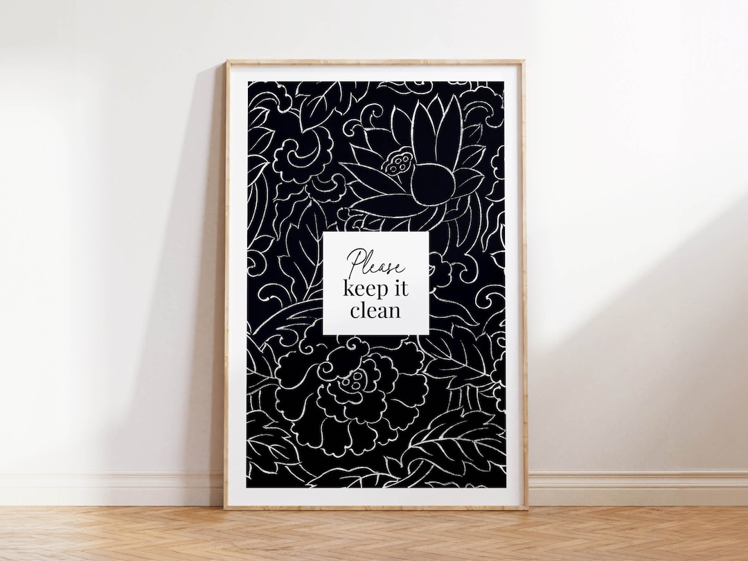 Keep Clean Bathroom Art Print Bathroom Wall Decor Multi Colors Retro ...