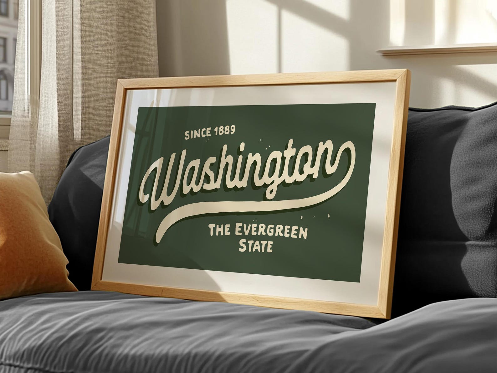 Retro Washington Art Print Evergreen State Poster Washington Wall Decor ...