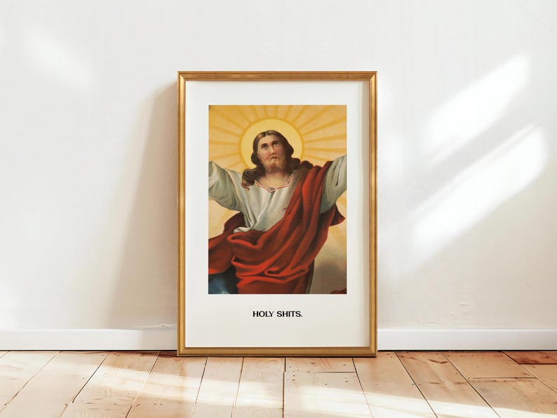 Funny Bathroom Art Print | Retro Jesus Toilet Humor Decor - Etsy
