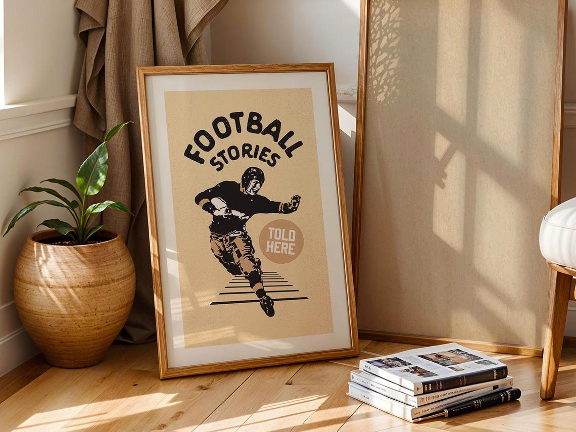 Retro Football Art Print, American Football Throwback Poster - Etsy