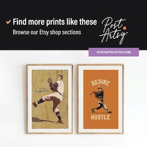 Retro Baseball Art Prints Vintage Baseball Poster Set of 3 Baseball ...