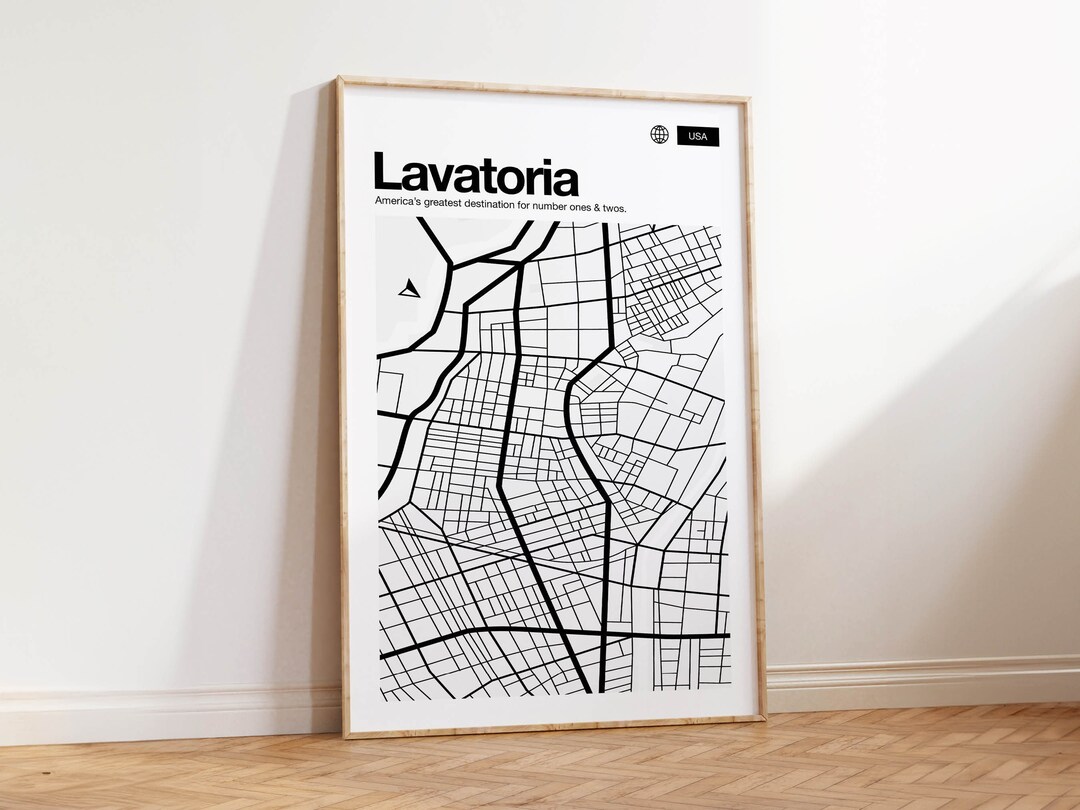 Funny Bathroom City Map Print Bathroom Art Wall Decor Guest Bathroom ...