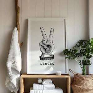 Deuces Print Funny Bathroom Print Retro Funny Bathroom Wall Art ...