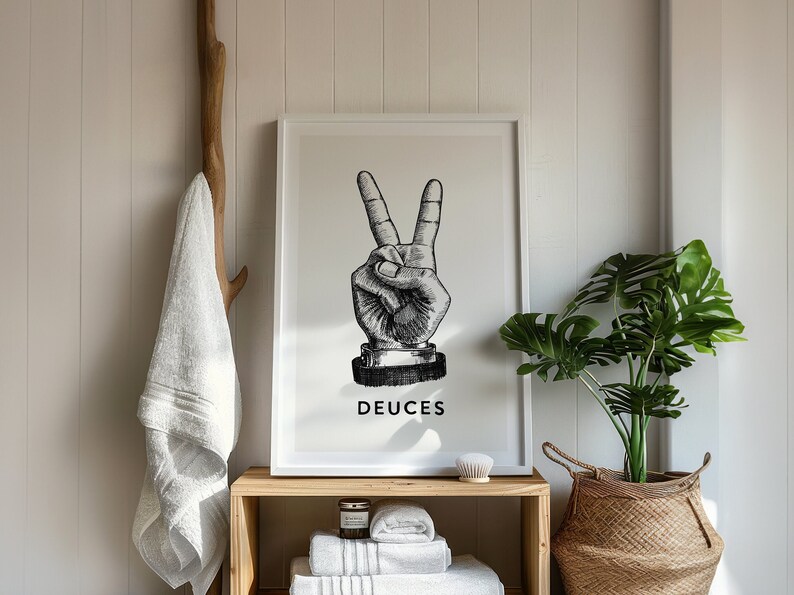 Deuces Print Funny Bathroom Print Retro Funny Bathroom Wall Art ...