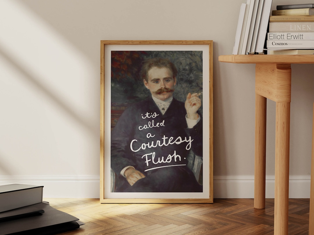 Courtesy Flush Bathroom Painting Funny Bathroom Wall Art Poster Print ...