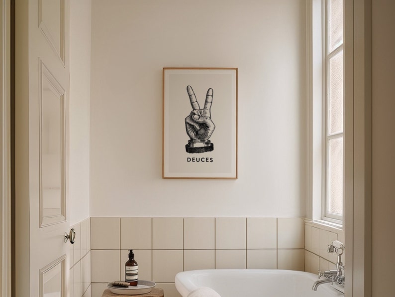 Deuces Print Funny Bathroom Print Retro Funny Bathroom Wall Art ...