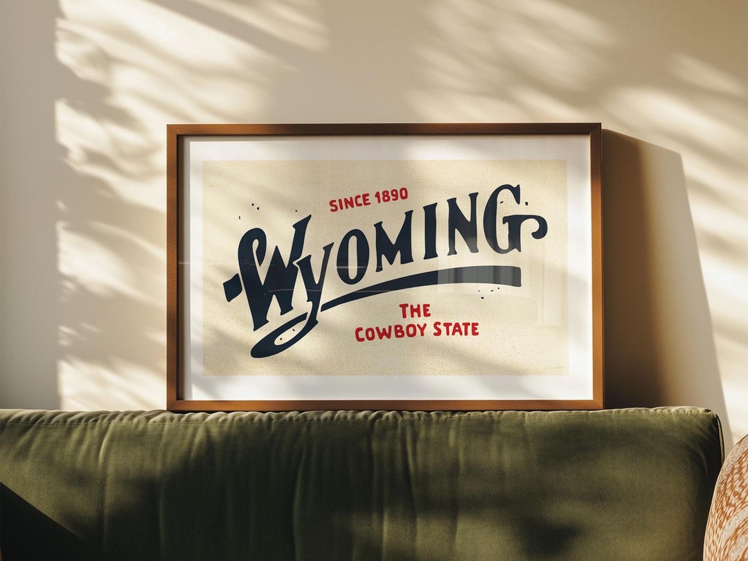Retro Wyoming Art Print Cowboy State Wyoming Poster Wyoming Wall Decor ...