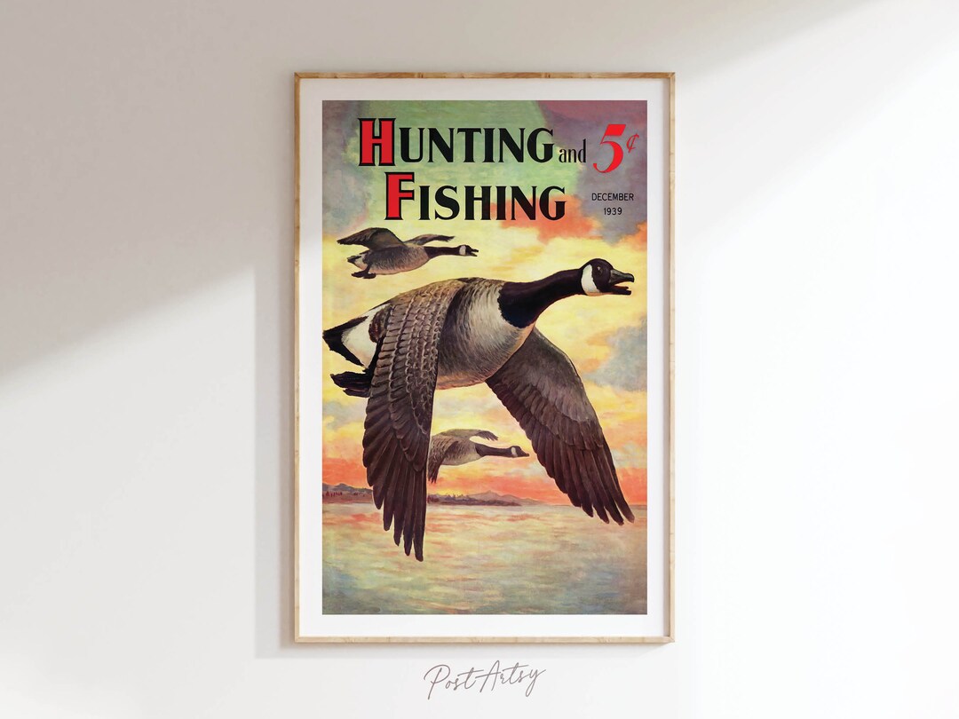 Vintage Hunting Fishing Poster Retro Outdoorsy Decor Travel Poster ...