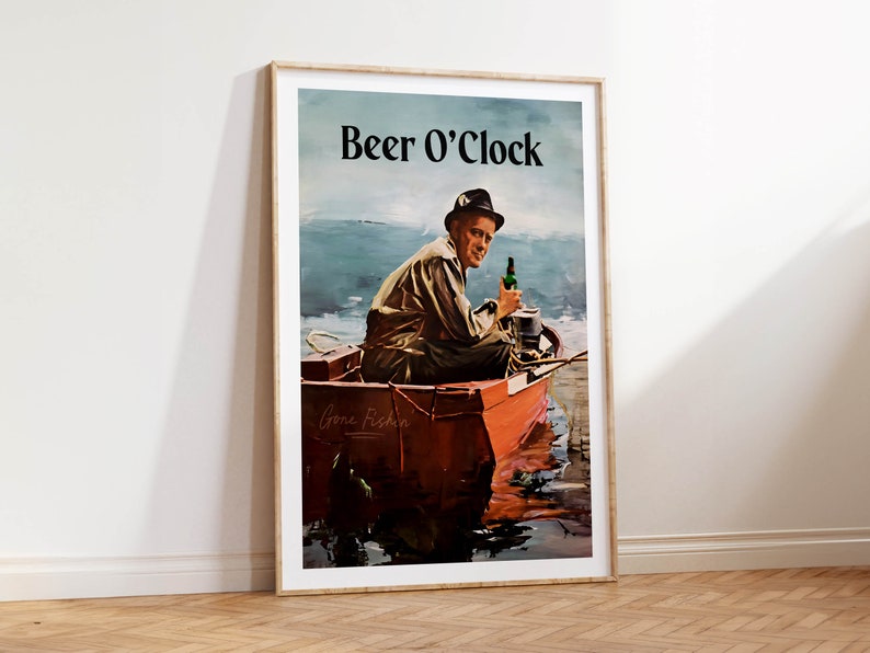 Beer O'clock Fishing Print, Fun Bar Wall Art - Etsy UK