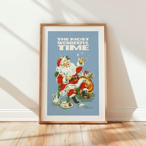 Retro Holiday Art Santa Print Christmas Poster Kitchen Wall Art ...