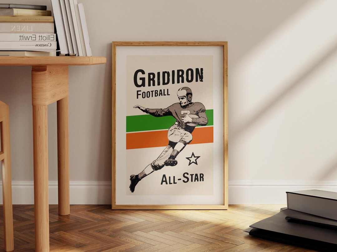 All Star Football Print Retro Football Art Poster Sports Wall Art ...