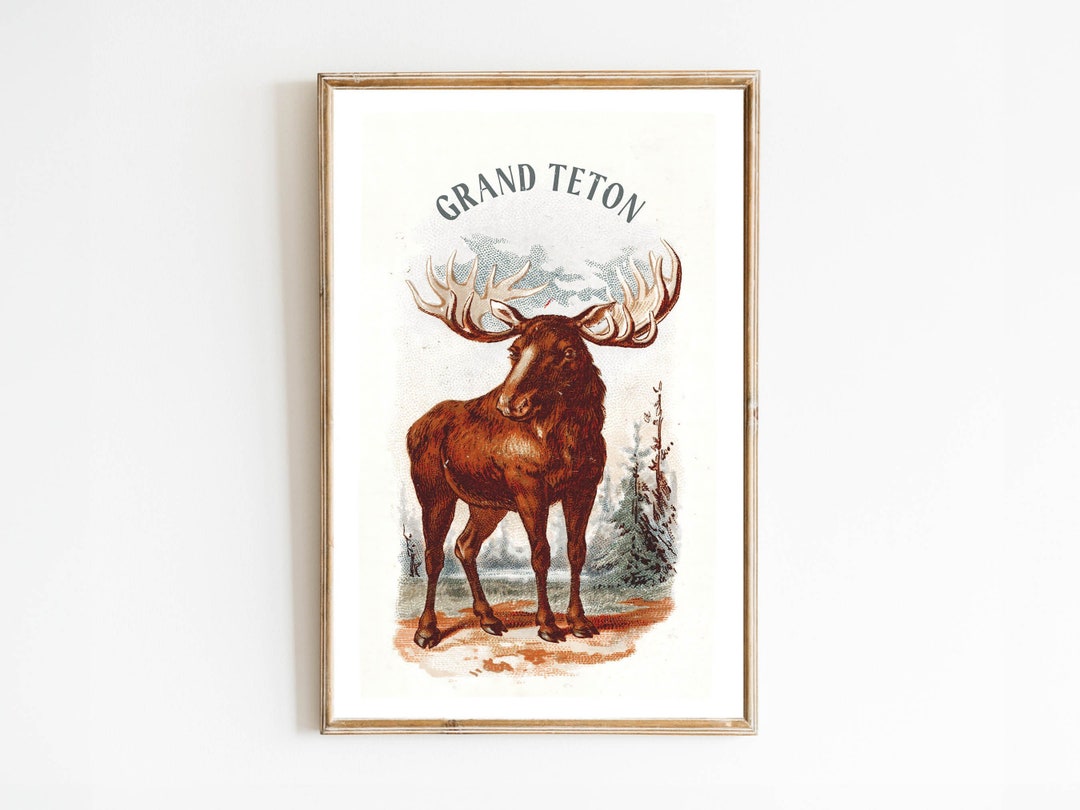 Grand Teton Print Vintage National Park Poster Retro Travel Decor ...