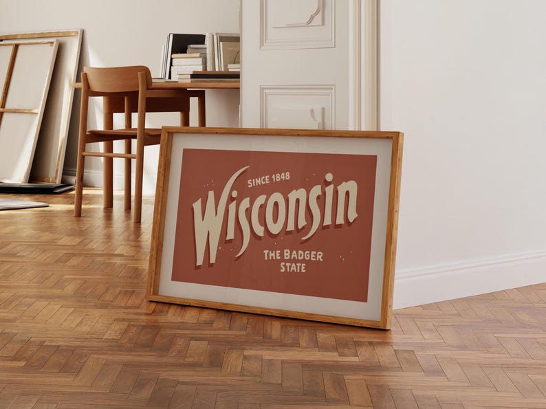 Retro Wisconsin Art Print, Badger State Travel Poster - Etsy