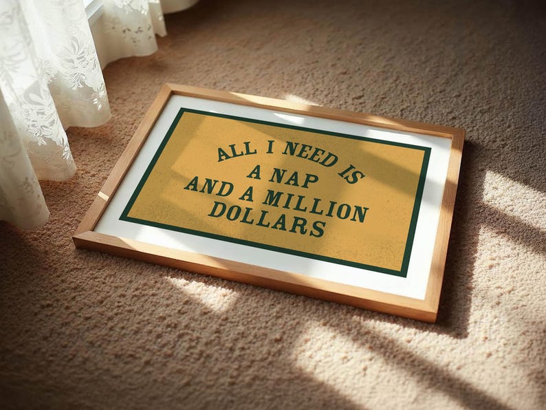 Nap + Cash Quote Print: Retro Cabin Wall Art - Etsy