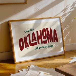Retro Oklahoma Art Print, Sooner State Wall Decor - Etsy