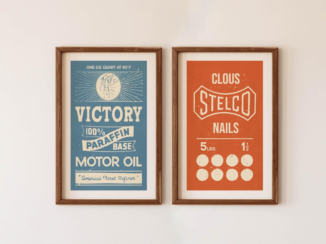Retro Garage Prints Gift for Dad Garage Poster Set of 2 Nail Box ...