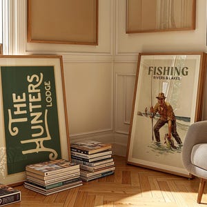 Old Time Hunting Fishing Prints Retro Hunting Art Poster Set of 4 ...