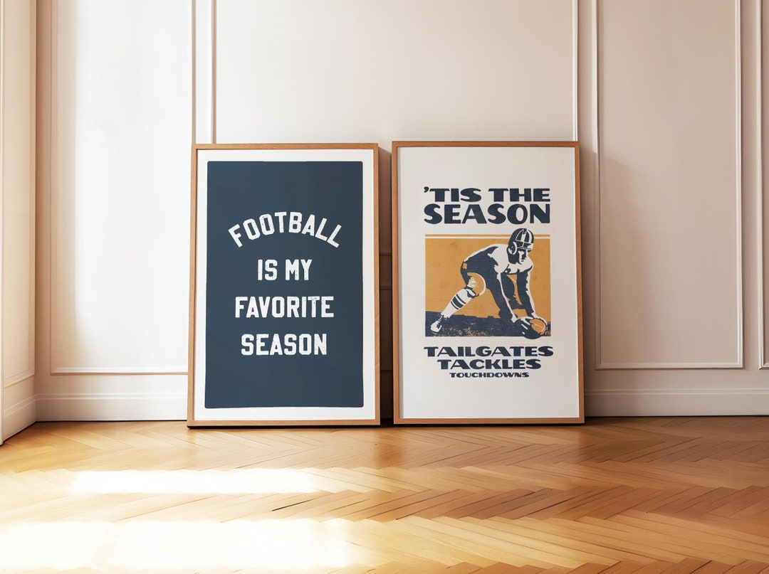 Retro Football Art Prints, Set of 2: Sports Wall Decor - Etsy